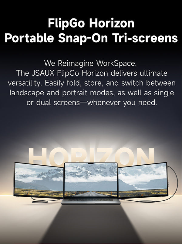 FlipGo Horizon Portable Snap-On Tri-screens FlipGo Horizon Portable Snap-On Tri-screens