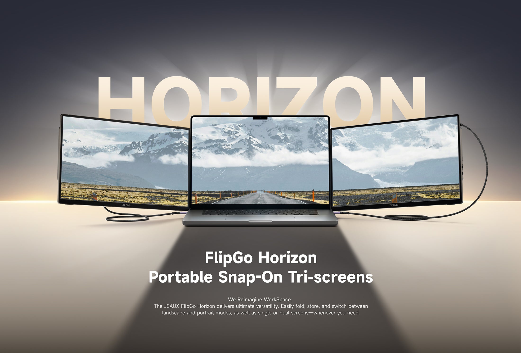 FlipGo Horizon Portable Snap-On Tri-screens